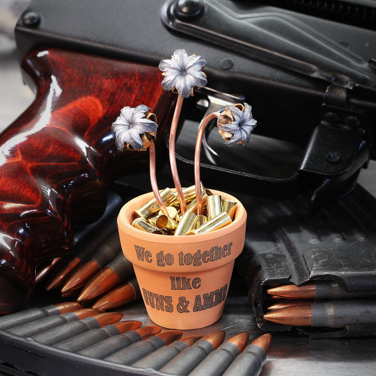 We go together like guns & ammo – Bullet Bouquets