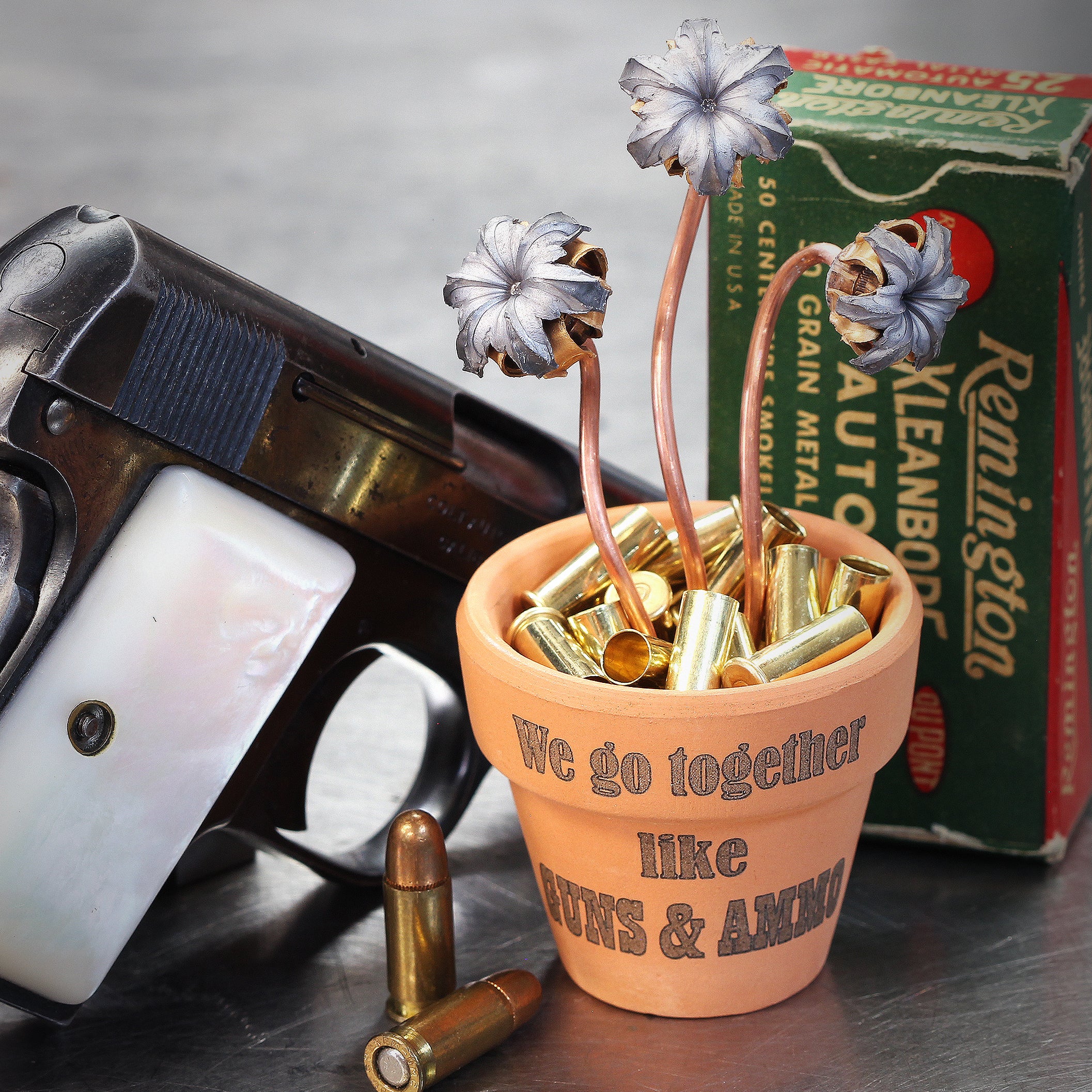 We go together like guns & ammo – Bullet Bouquets